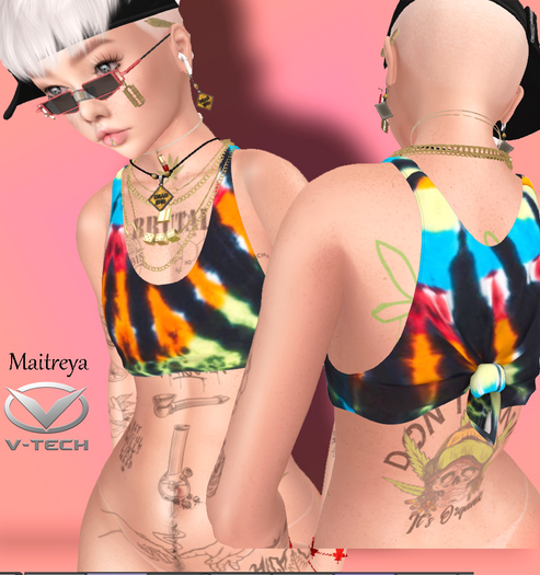Second Life Marketplace - Black Sun Tied Crop - V Tech Maitreya